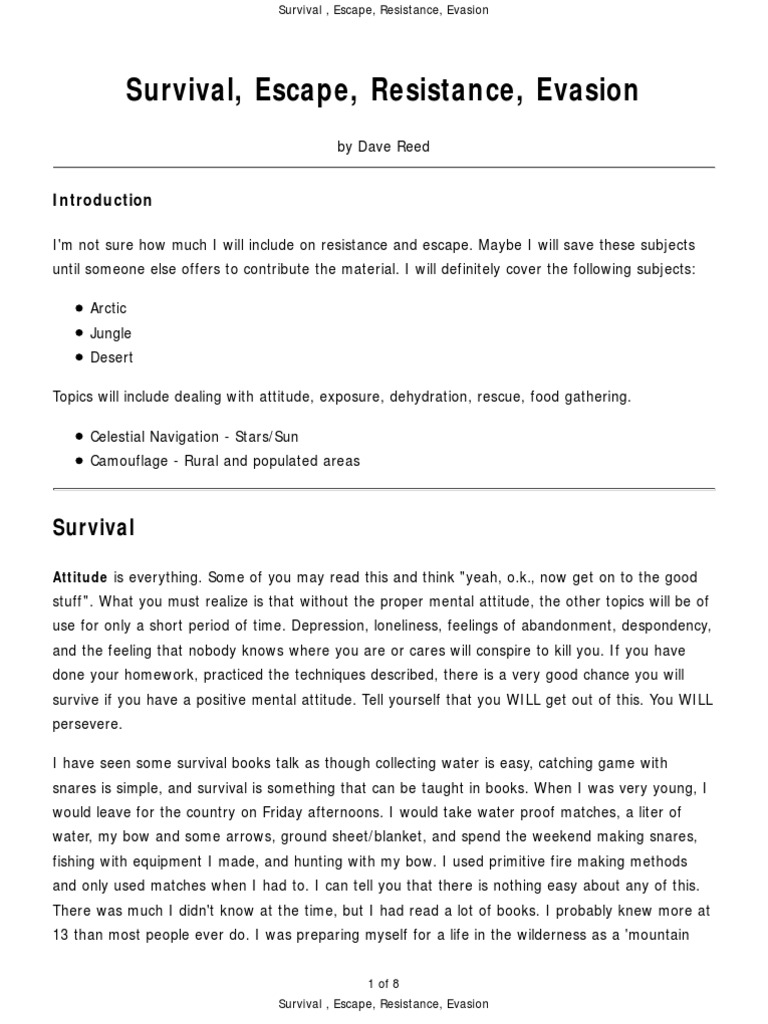 26 Survival, Escape, Resistance, Evasion | PDF | Hypothermia | Survival ...