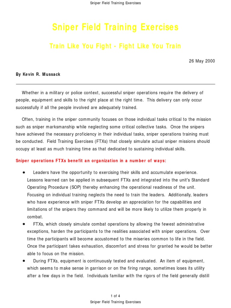 27 Sniper Field Training Exercises | PDF | Sniper | Physical Exercise