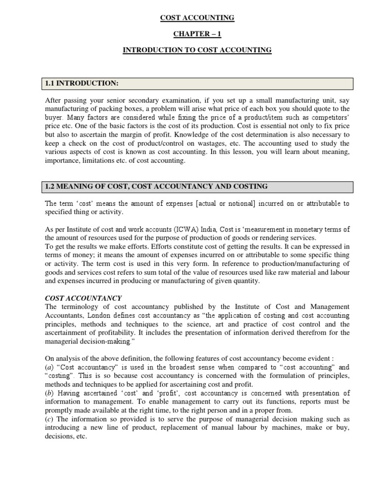Cost Accounting1 | PDF | Cost Accounting | Management Accounting