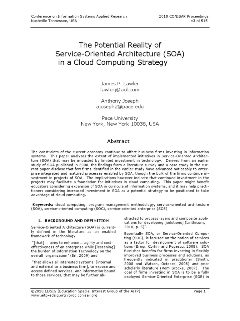 The Potential Reality of Service-Oriented Architecture (SOA) in A Cloud Computing Strategy | PDF ...