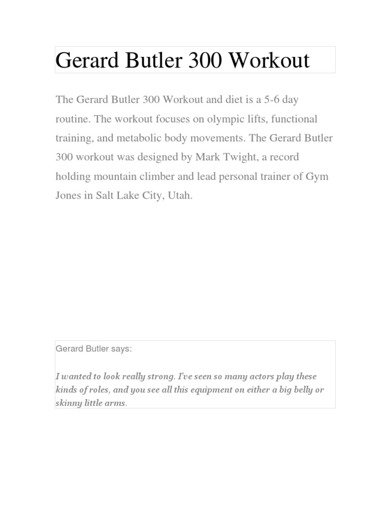 Gerard Butler 300 Workout | Kettlebell | Physical Exercise