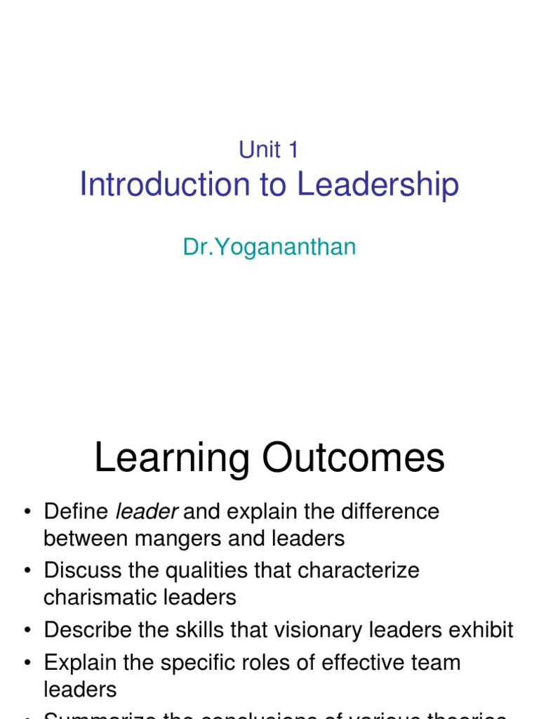 Unit 1 - Introduction To Leadership | PDF | Servant Leadership | Leadership