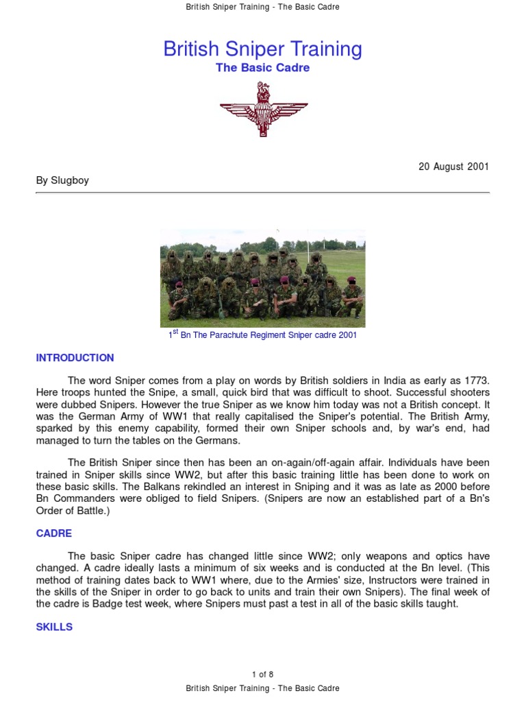 British Sniper Training - The Basic Cadre | PDF | Sniper | Telescopic Sight
