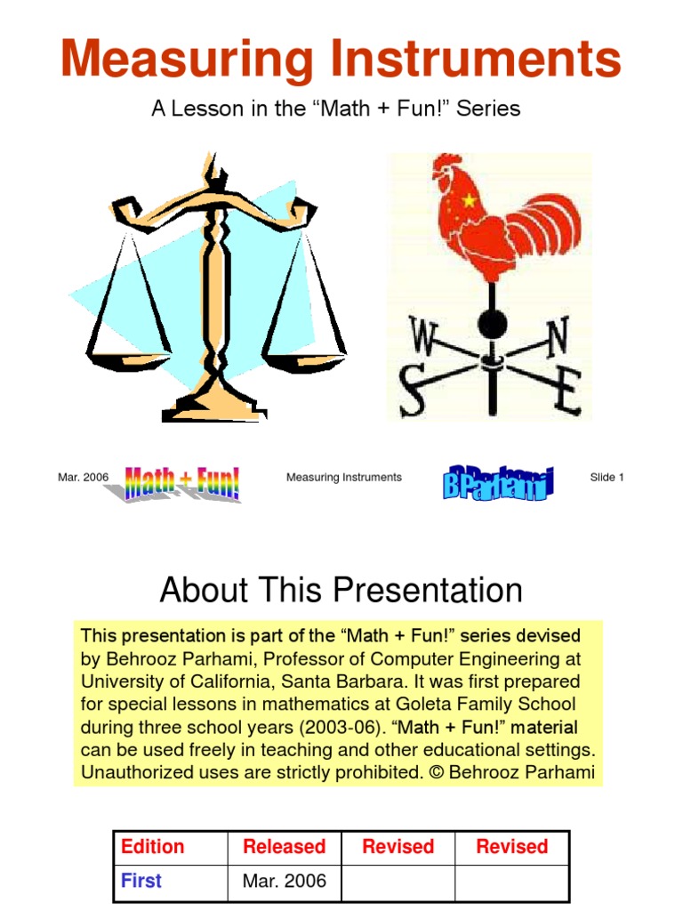 Measuring Instruments: A Lesson in The "Math + Fun!" Series | PDF ...