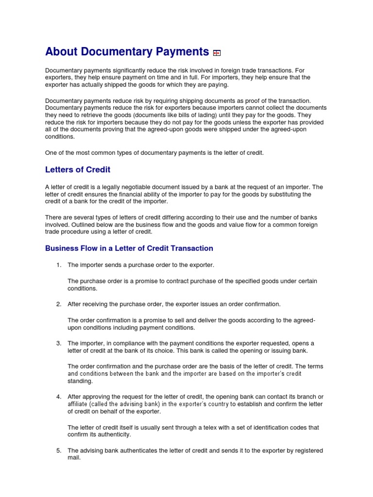 Understanding Documentary Payments and Letters of Credit | PDF | Letter ...
