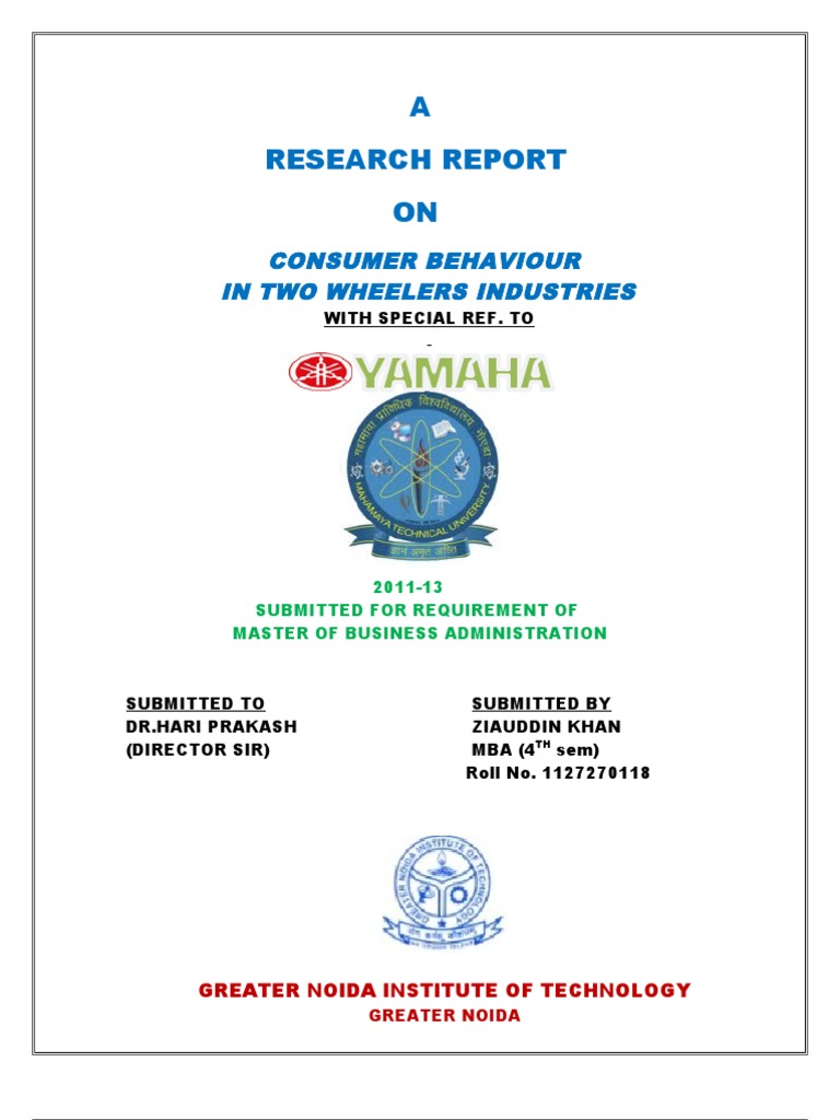 Yamaha Marketing Consumer Behaviour Final | PDF | Customer Satisfaction ...