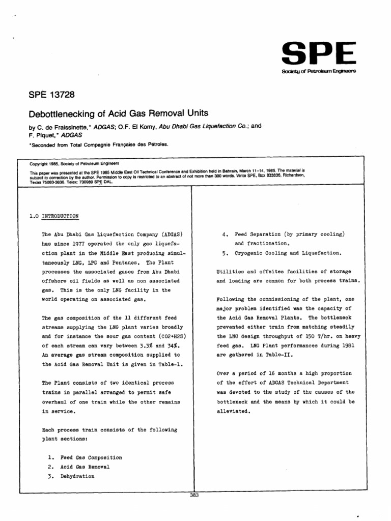 Debottlenecking of Acid Gas Removal Unita | Download Free PDF ...