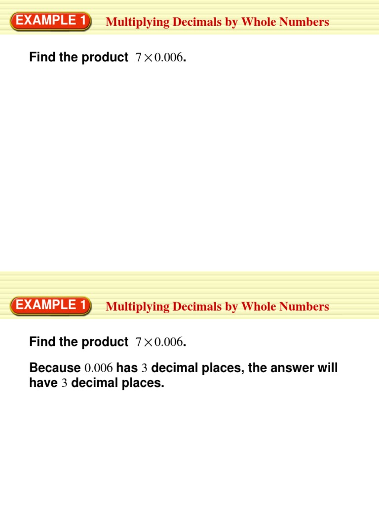 Find The Product 7 0.006.: Multiplying Decimals by Whole Numbers | PDF ...