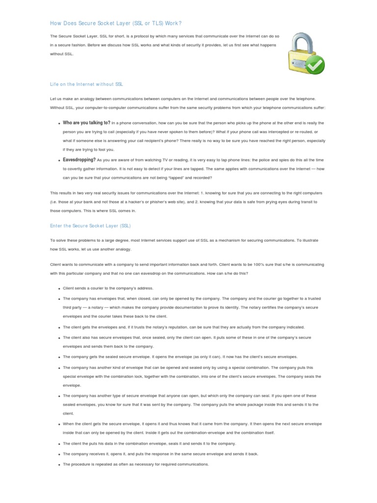 How Does SSL or TLS Work | PDF | Transport Layer Security | Public Key ...