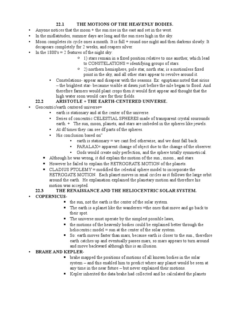 Earth and Cosmos Notes For Final | PDF | Planets | Orbit