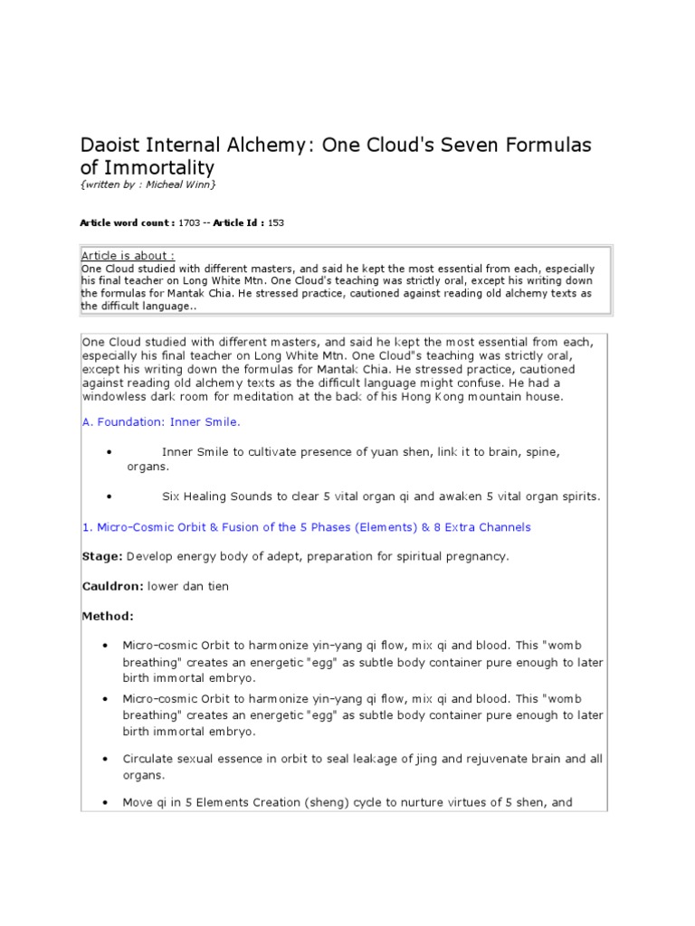Daoist Internal Alchemy | PDF | Neidan | Mantak Chia