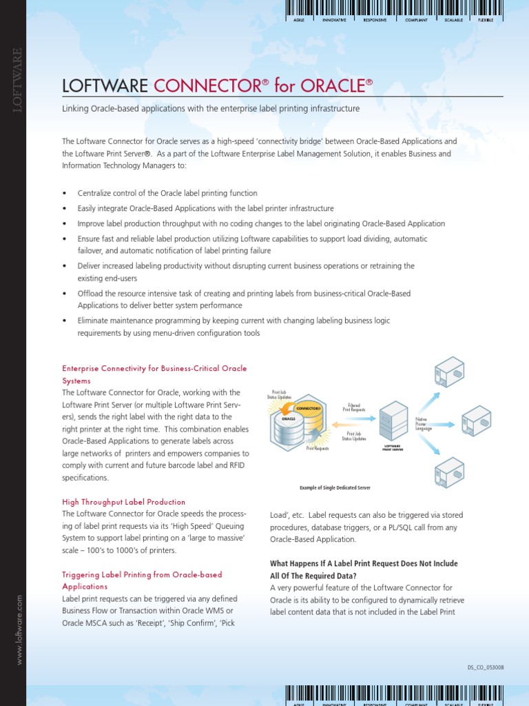 Loftware ConnectorOracle Datasheet PDF | PDF | Business | Computers