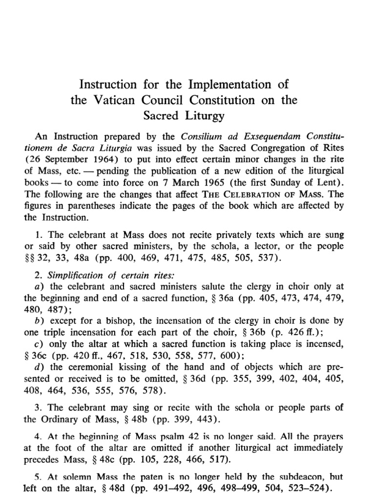 Liturgical Changes From 1964, Roman Rite of Mass | PDF | Mass (Liturgy ...