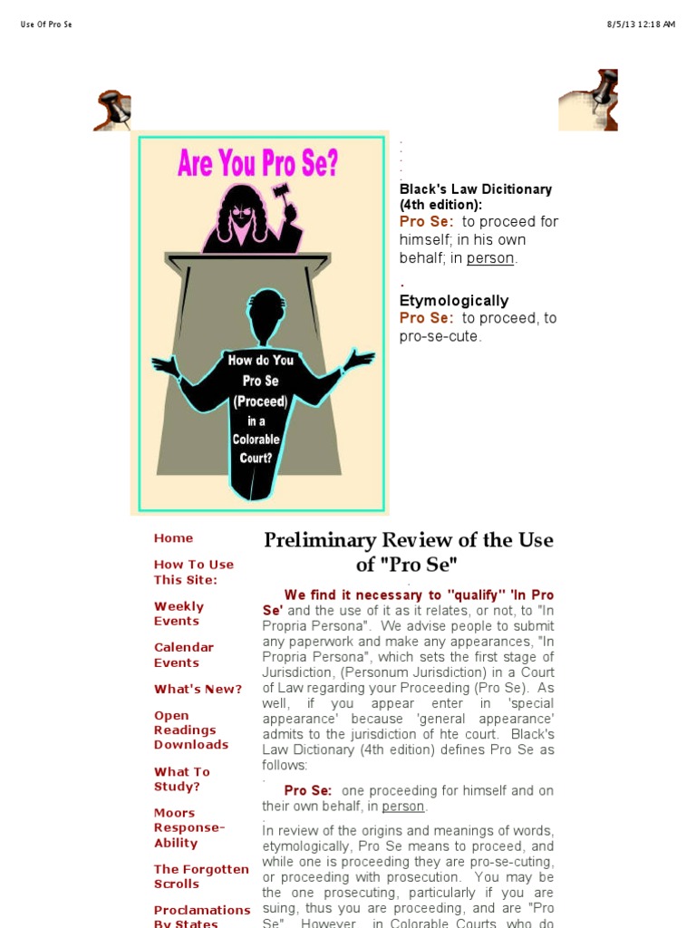 Use of Pro Se | PDF | Pro Se Legal Representation In The United States ...