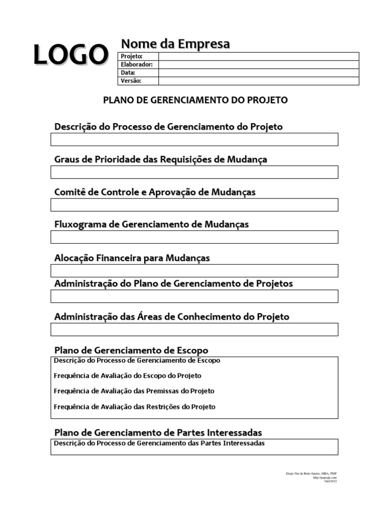 PAPOGP - 04 - TEMPLATE-PLANO DE GERENCIAMENTO DO PROJETO.docx | BIM | Risco