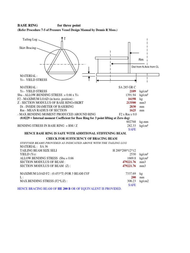 Skirt Support Design for Pressure Vessels | PDF | Bending | Beam ...