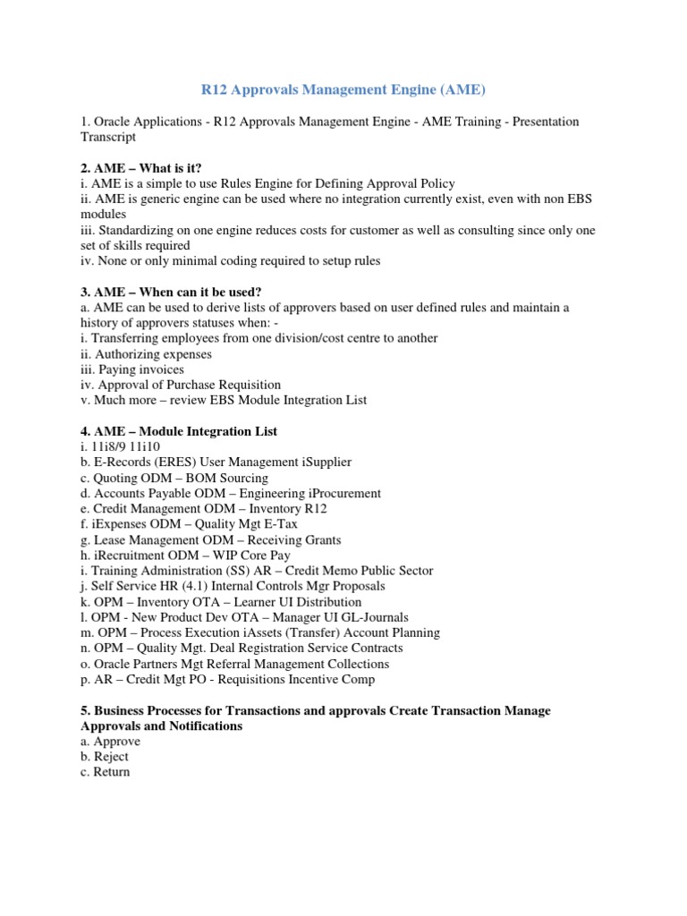 R12 Approvals Management Engine (AME) | PDF | Database Transaction | Sql
