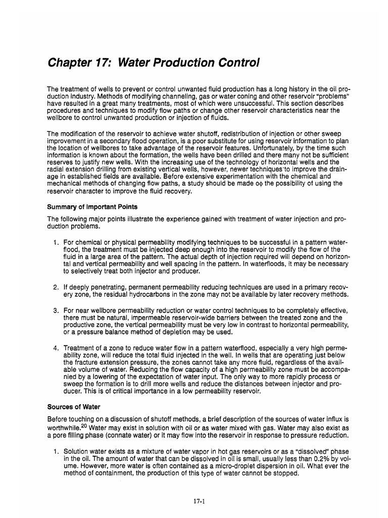 CH 17 - Water Production Control | PDF | Petroleum Reservoir ...