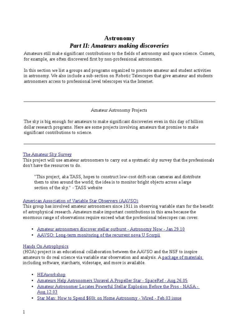 Astronomy Research Projects | PDF | Amateur Astronomy | Astronomy