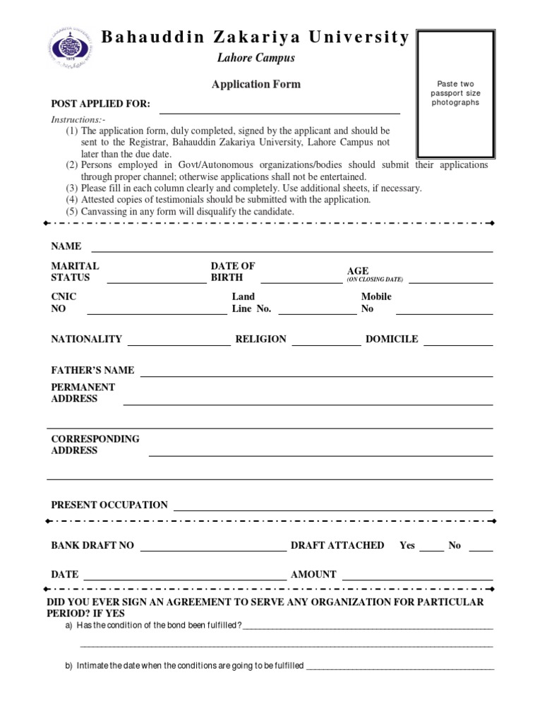 BZU Job Application | PDF | Employment | Profession