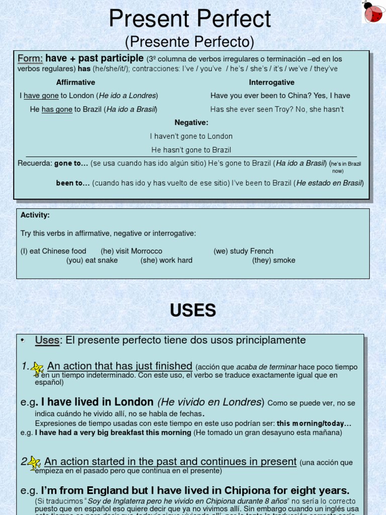 Present Perfect | PDF | Perfecto (gramática) | Gramática