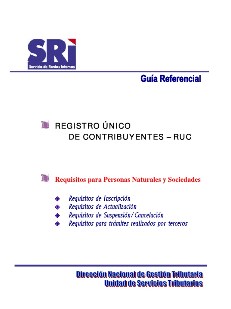 SRI Ruc | PDF | Liquidación | Contribuyente