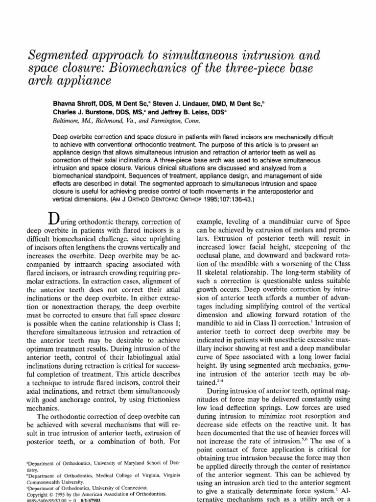 3 Piece Intrusion Arch - Bhavana Shroff | PDF | Anatomical Terms Of ...