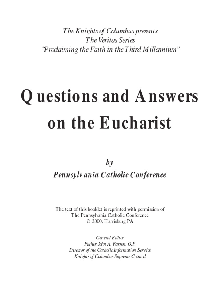 Questions and Answers On The Eucharist | PDF | Eucharist | Mass (Liturgy)