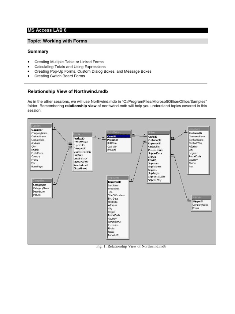MS Access LAB 6: Working with Forms, Calculating Totals, and Pop-Ups ...