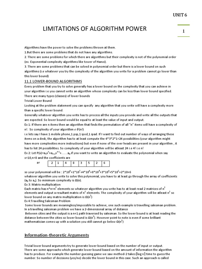 Limitations Of Algorithm Power Pdf Time Complexity Computational Complexity Theory