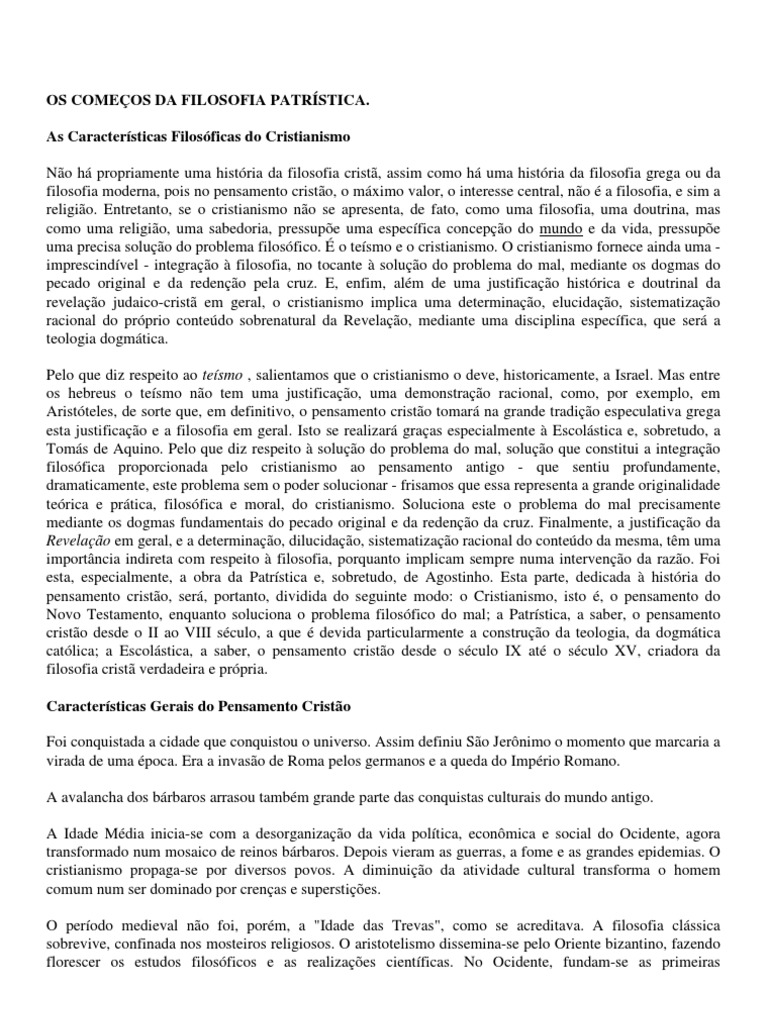 Os Começos Da Filosofia Patrística | PDF