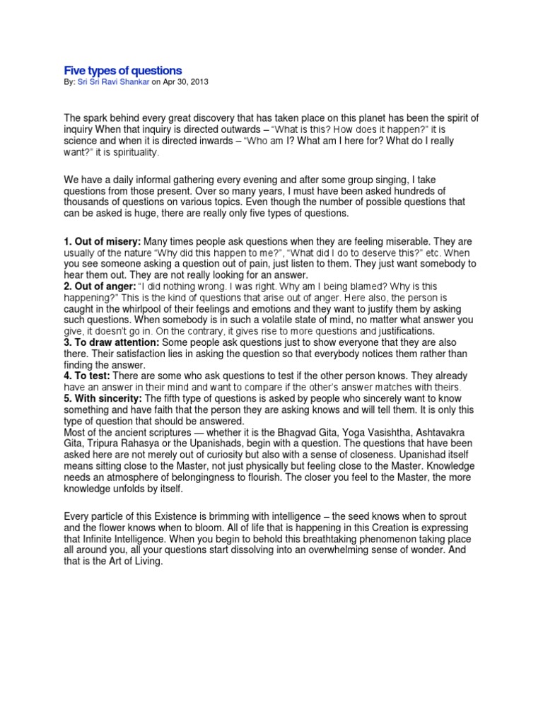 Five Types of Questions | PDF | Anger | Truth