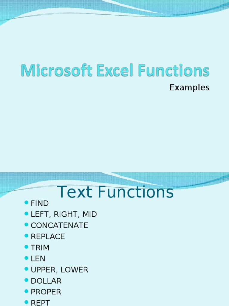 Microsoft Excel Functions Examples | PDF | Trigonometric Functions | Teaching Mathematics