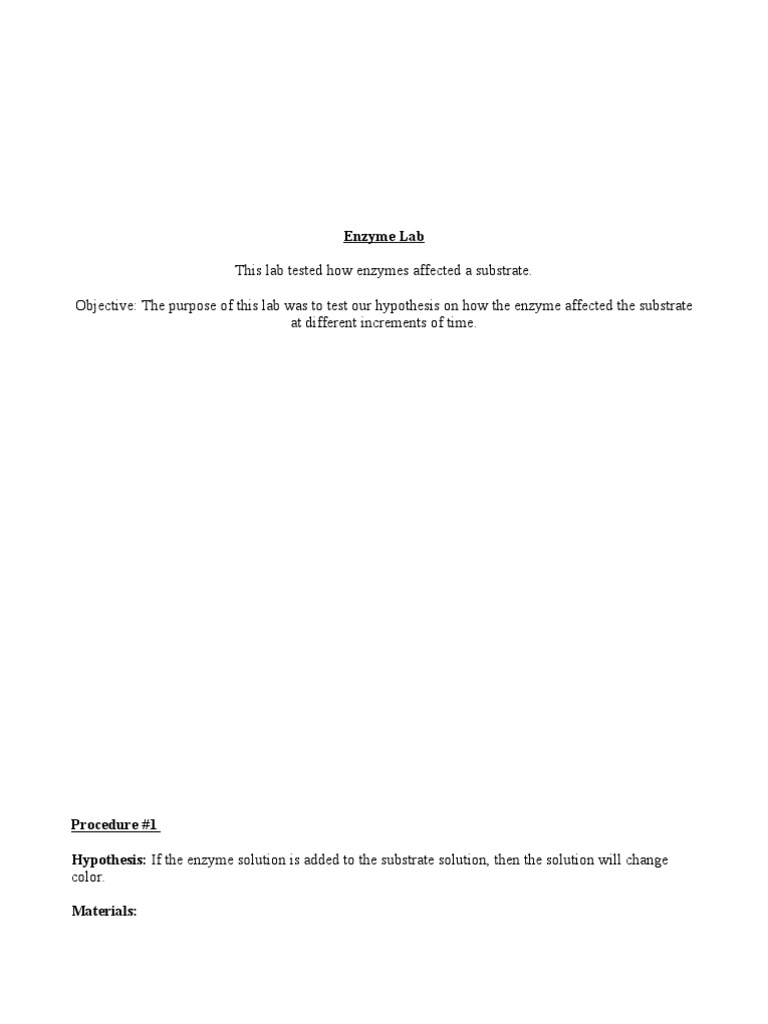 Enzyme Lab Finished | PDF | Enzyme Assay | Ph