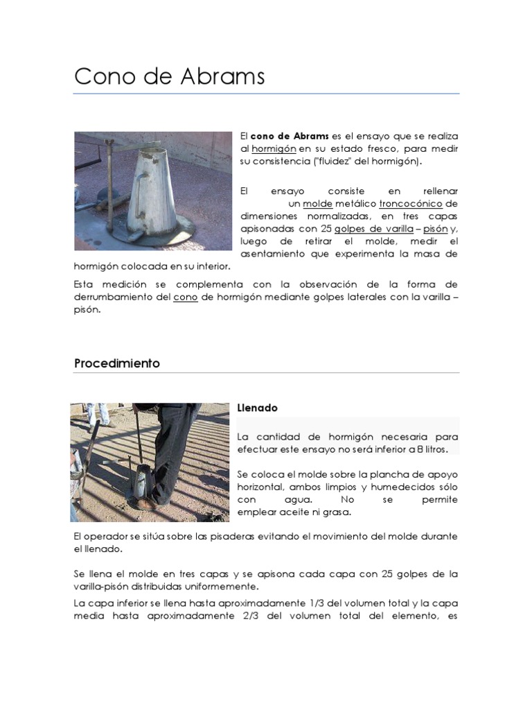 Cono de Abrams | Materiales de construcción | Ingeniería de Edificación