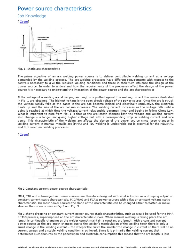 Welding Power Source Characteristics | PDF | Welding | Construction