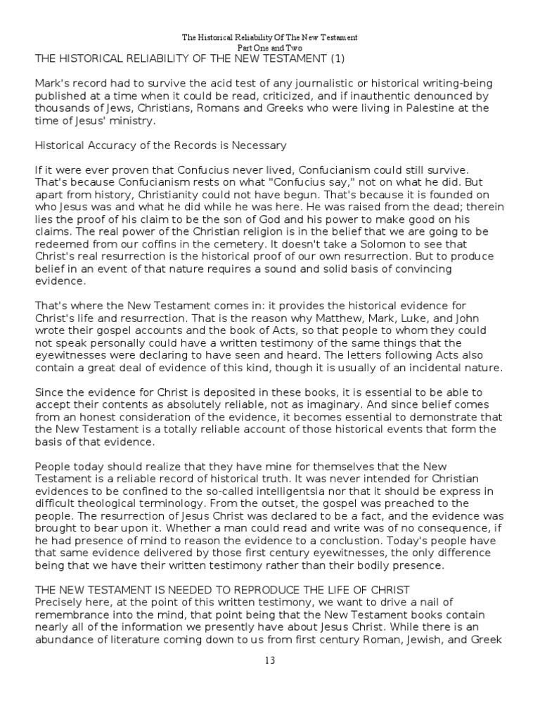 Cristianity 02 - The Historical Reliability of The NT | PDF | New ...