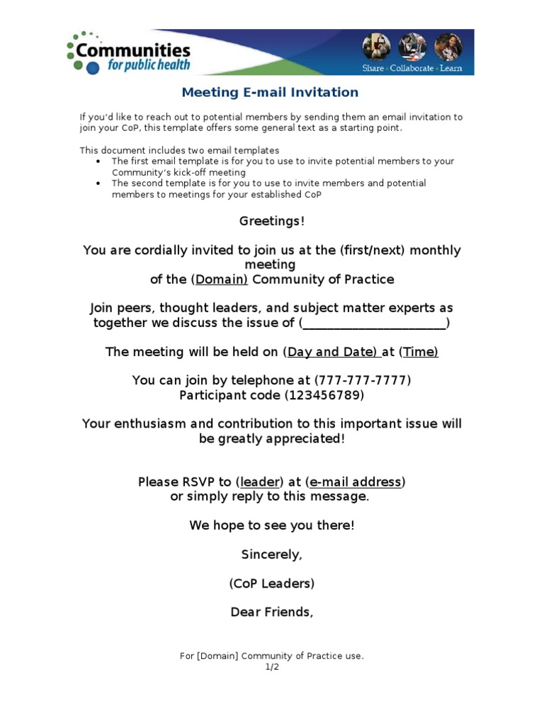 Meeting Invitation Email Templates | PDF | Communication | Business