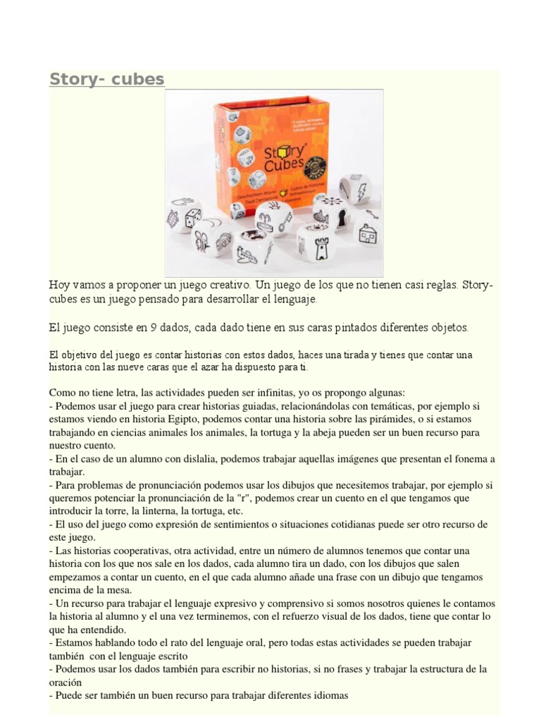 Story Cubes | PDF | Cuentos | Imagen