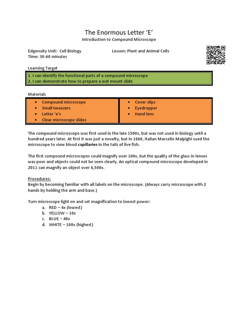 The Enormous Letter e | PDF | Microscope | Lens (Optics)