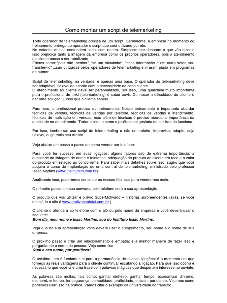 Como Montar Um Script de Telemarketing(1) | Roteiro | Qualidade (Negócios)