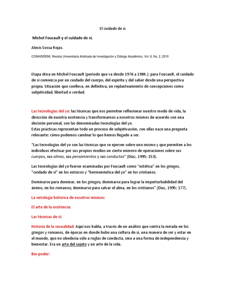 Ética del Cuidado de Sí en Foucault | PDF | Michel Foucault | Conocimiento