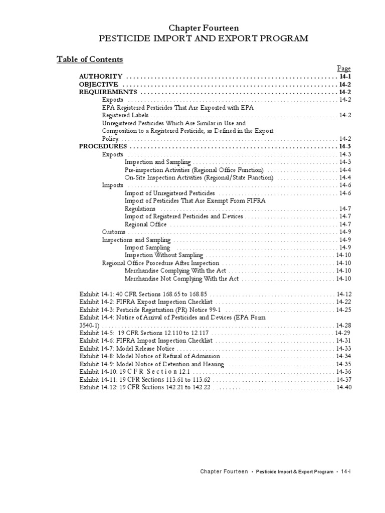 EPA Pesticide Import & Export Manual | PDF | United States ...