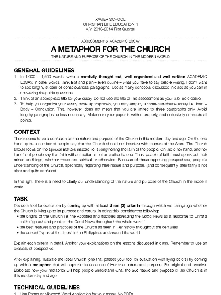 Understanding the Church's Purpose Today | PDF | Essays | Metaphor