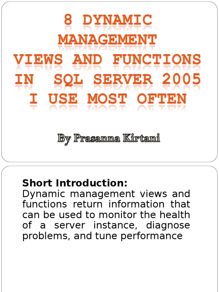 8 Most Useful Dynamic Management Views And Functions I Often Use Pdf