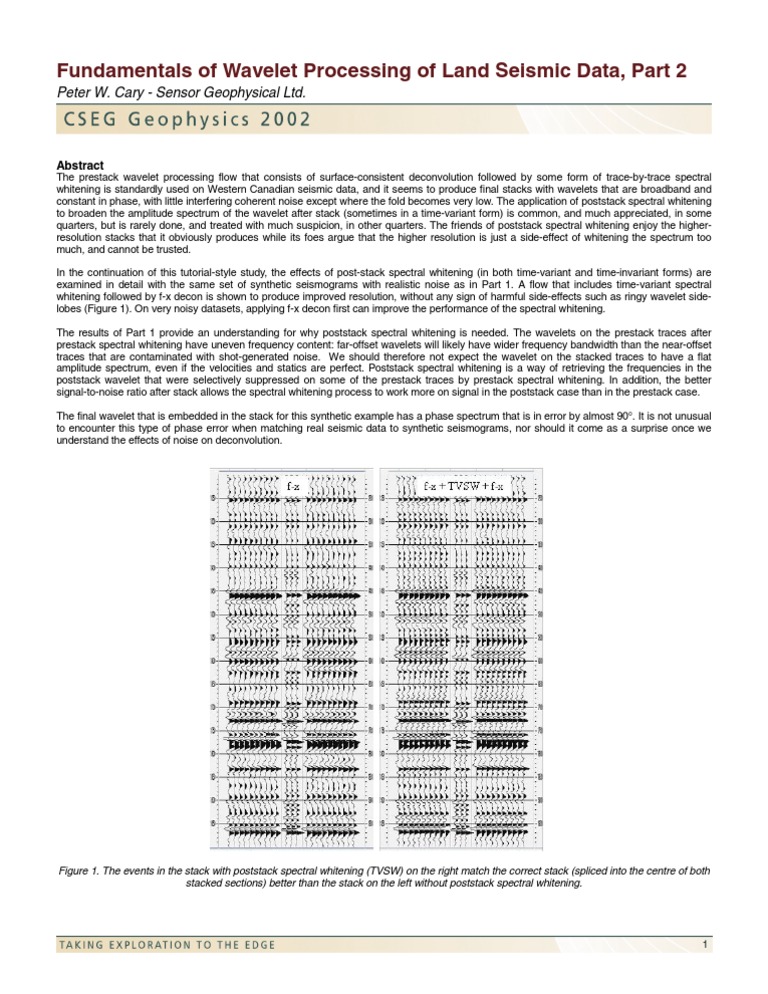 Fundamentals of Wavelet Processing of Land Seismic Data, Part 2 | PDF ...