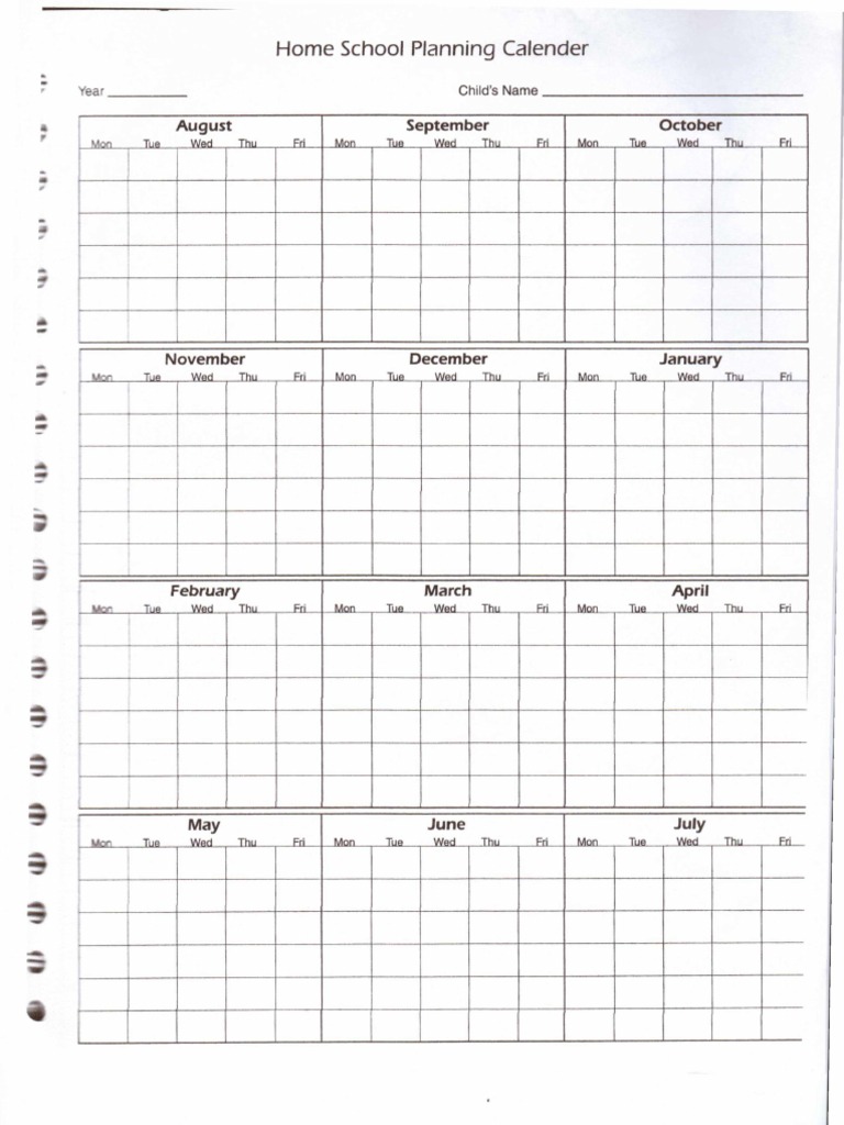 Yearly Calendar Homeschool | PDF