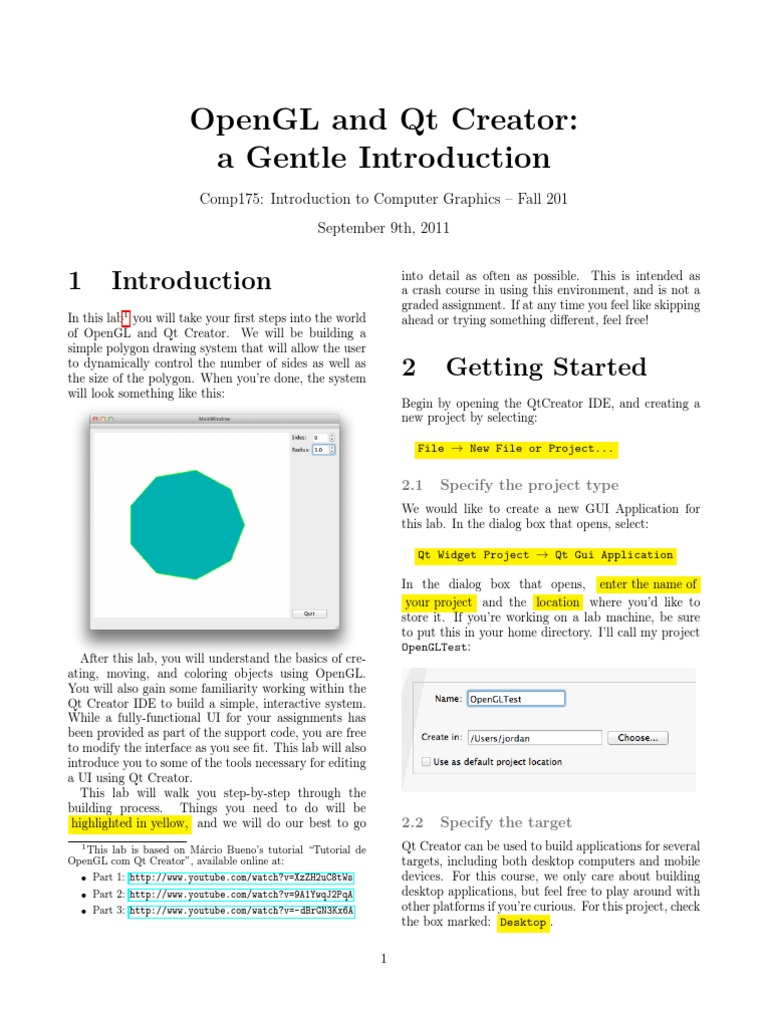 TutorialOpenGL and QT Creator PDF | PDF | Graphical User Interfaces | Widget (Gui)