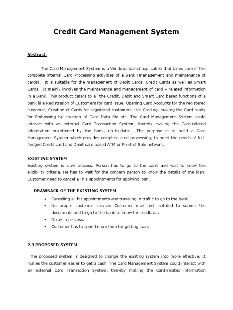 Credit Card Management System | Debits And Credits | Credit Card