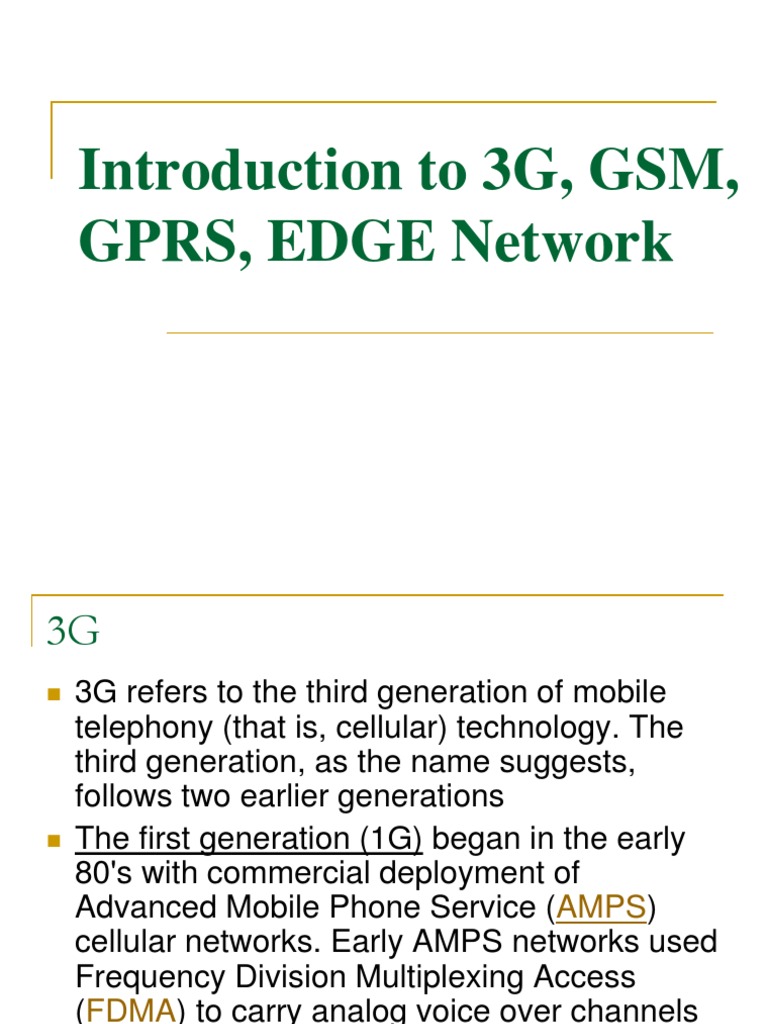 Introduction To 3G, GSM, GPRS, EDGE Network | PDF